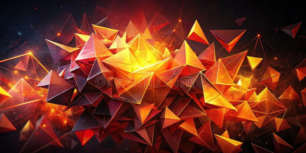 Abstract Fiery Geometric Shapes Explode in a Vibrant Display of Color ...