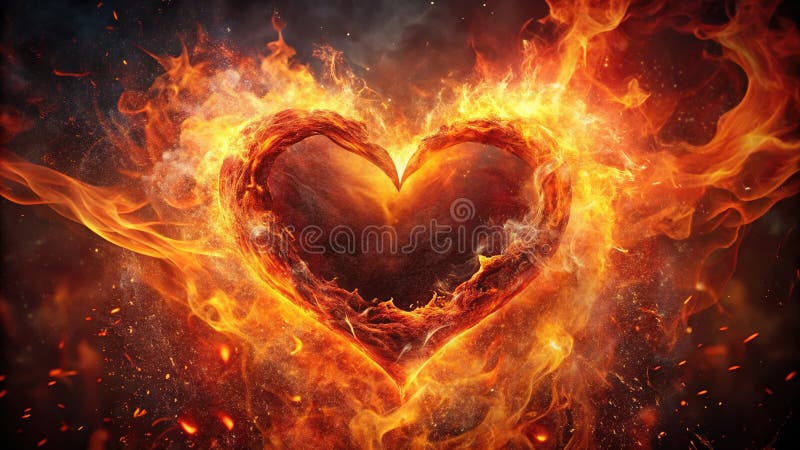 Abstract Fiery Heart a Visual Symphony of Burning Passion and Intense ...