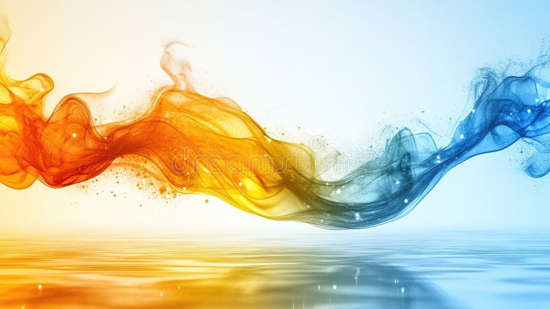 Abstract Fiery-icy Waves Reflecting on Water, Design Background Stock ...