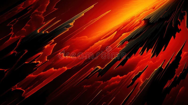 Abstract Fiery Landscape with Sharp, Angular Shapes and Vibrant Colors ...