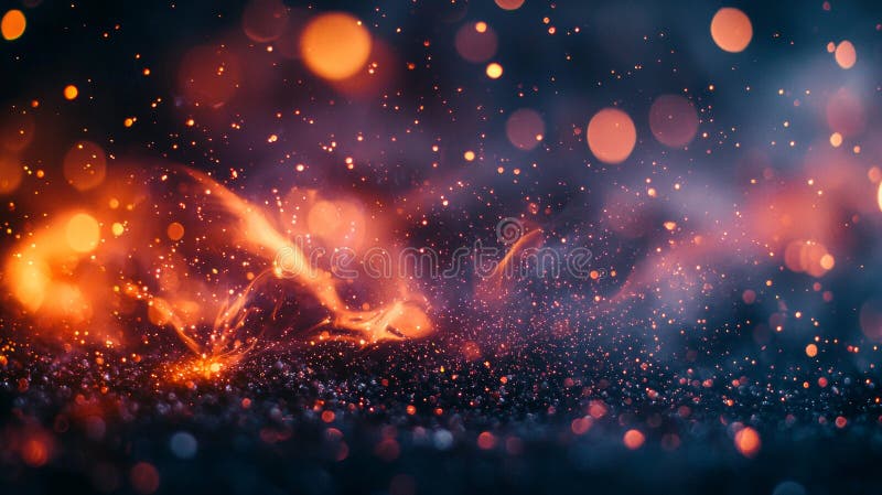 Abstract Fiery Particles Floating in a Dark Background Stock Image ...