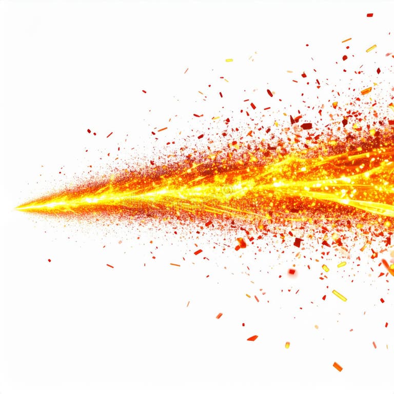 Abstract Fiery Spark Explosion on White Background Stock Illustration ...
