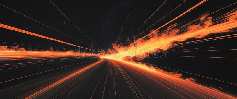 Abstract Fiery Speed Lines in Dark Space. Stock Image - Image of ...