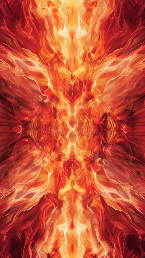 Abstract Fiery Symmetrical Design with Vibrant Flames Stock Photo ...