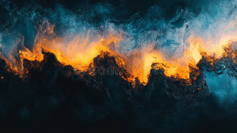 Abstract Fiery Texture with Dark Blue and Orange Flames Stock ...