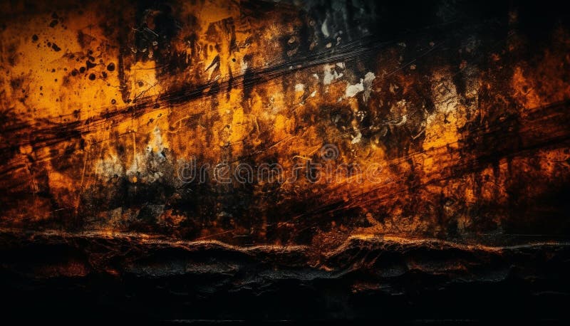 Abstract Fiery Textures, Dark and Orange Hues, Intense Contrast, Rough ...