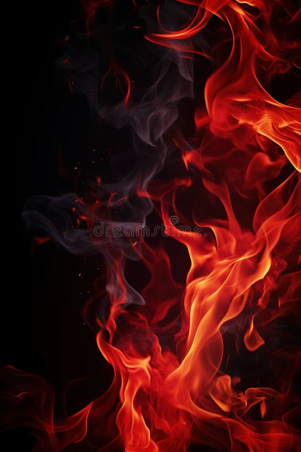 Abstract Fiery Waves on a Black Background, Capturing the Essence of ...