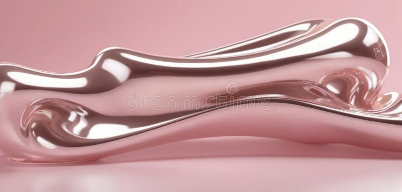Abstract Figure of Chrome Rounded Waves with Light Pink Highlights ...