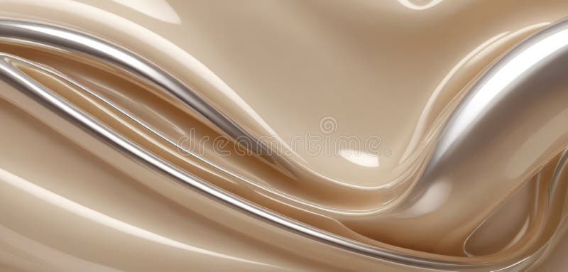 Abstract Figure Chrome Soft Waves with Beige Highlights Stock ...
