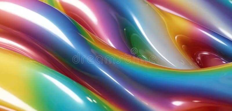 Abstract Figure of Chrome Undulating Streams with Rainbow Highlights ...