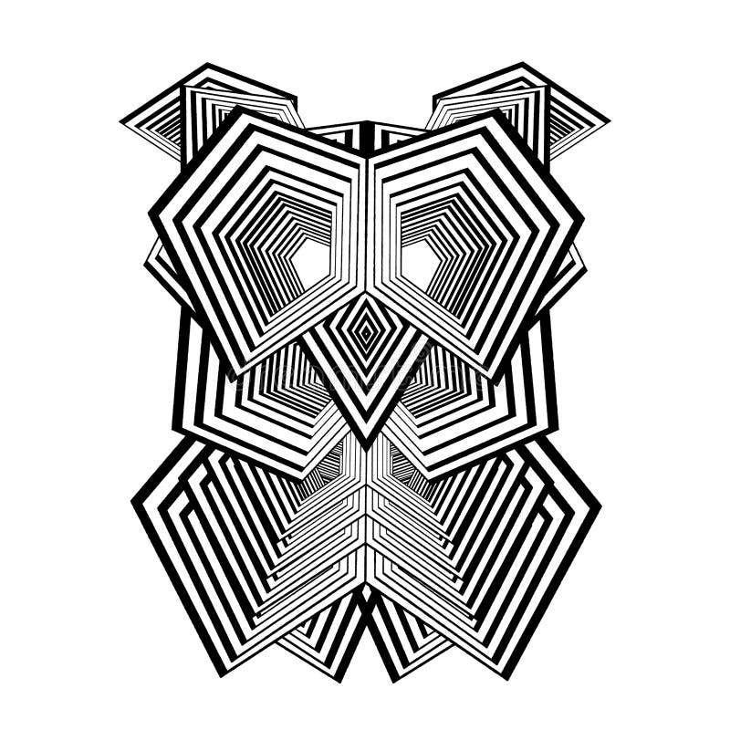 Abstract Figure in the Form of an Owl from Black Line Patterns in ...