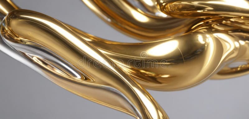 Abstract Figure of Gold Chrome Swirling Streams with Highlights Stock ...
