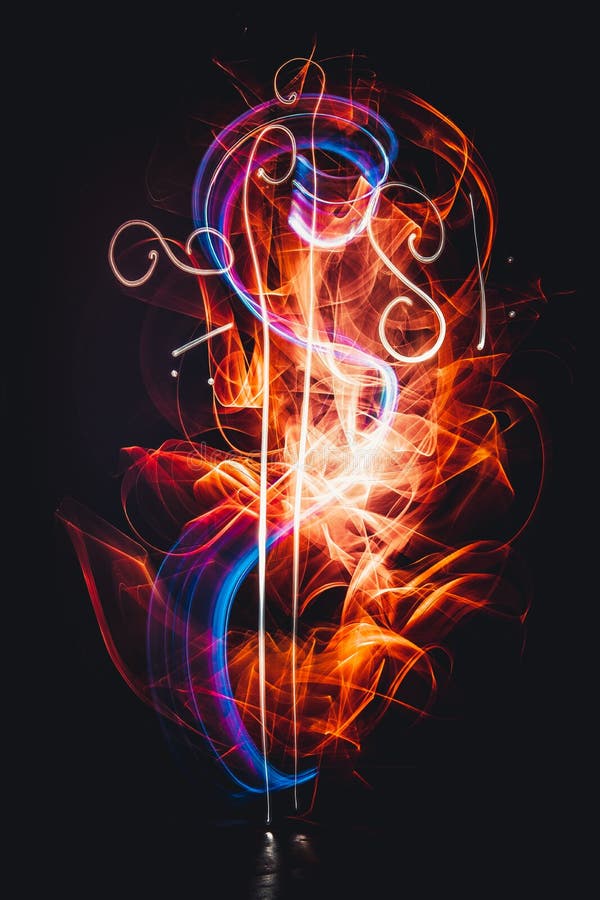Abstract Figure of Light Forms. Light Painting Long Exposure Photo ...