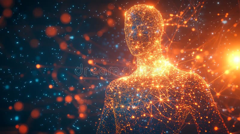 Abstract Figure Radiating Light within a Connected Network a Visual ...