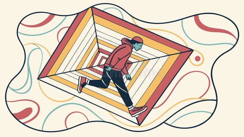 Abstract Figure Running in Geometric Space Illustration Vector Design ...