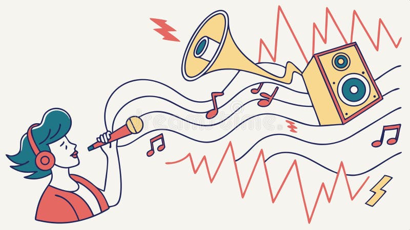 Abstract Figure Singing with Sound Waves Illustration Vector Design ...