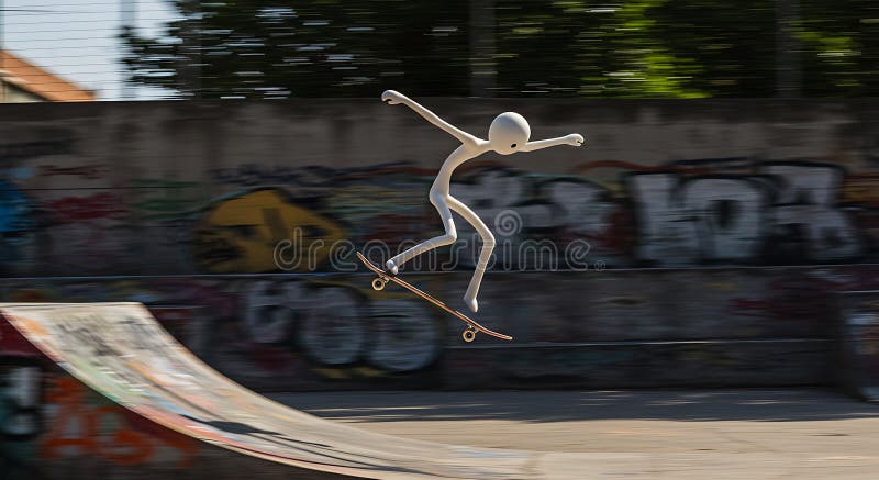 Abstract Figure Skateboarding: Dynamic Pose in Urban Setting Stock ...