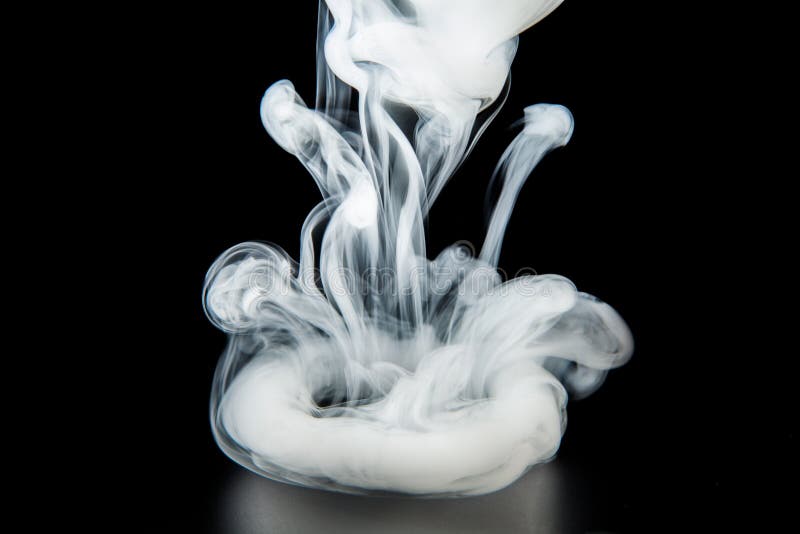 The Abstract Figure of the Smoke Drop on a Black Background Stock Photo ...