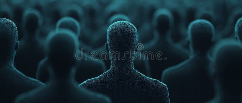 Abstract Figures in a Crowd of Digital Silhouettes Stock Image - Image ...
