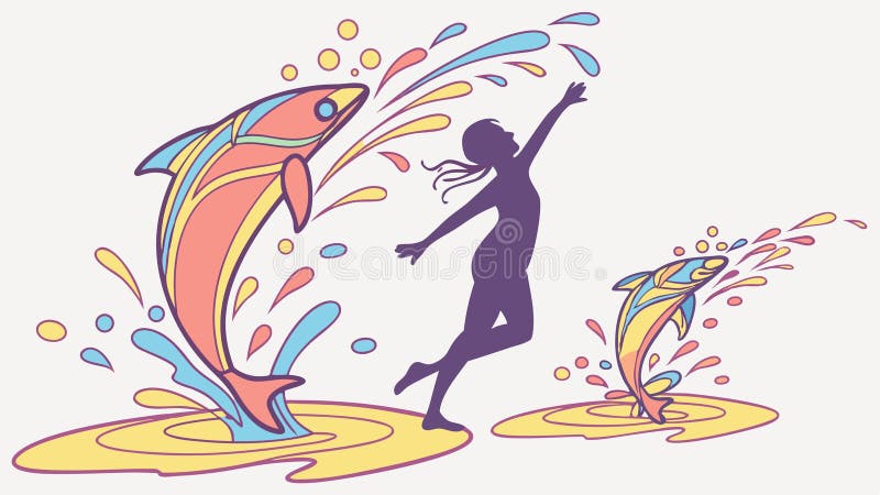 Abstract Figures with Dolphin Water Play Joy, Vector Design Generative ...