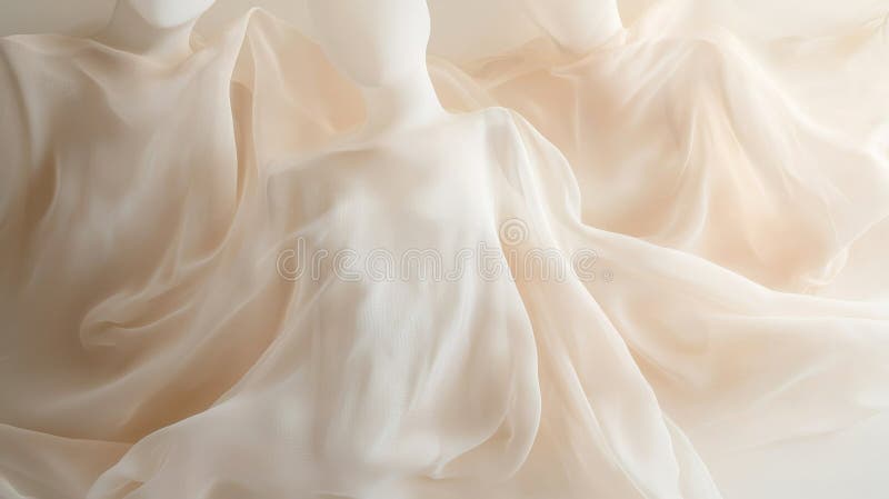 Abstract Figures Draped in Soft Translucent Fabric, Minimalistic Art ...