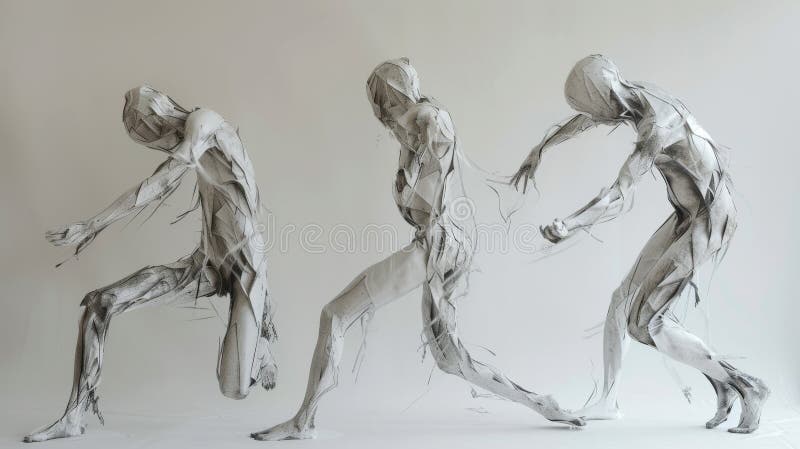 Abstract Figures in Dynamic Poses on White Background Stock Image ...