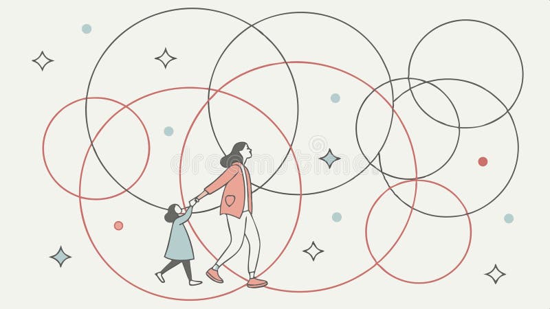 Abstract Figures Interacting with Overlapping Circular Shapes Vector ...