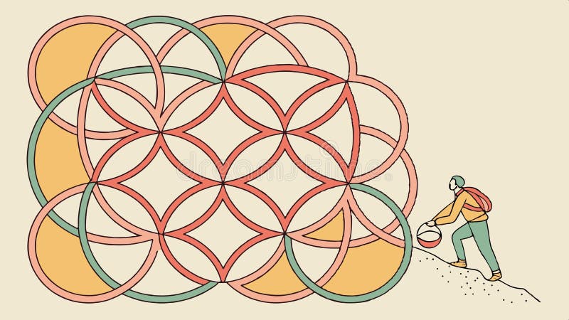 Abstract Figures Pulling Geometric Shapes Up a Curved Hill Vector ...