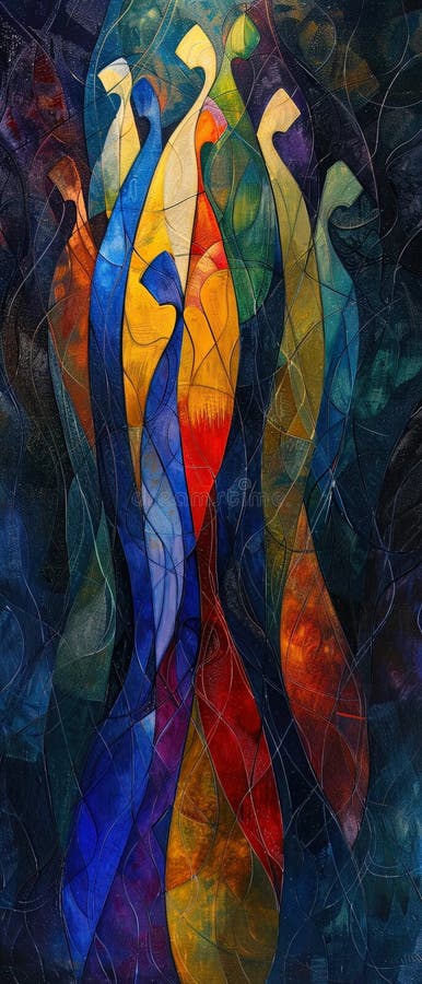 Abstract Figures Stand in Unity a Web of Interaction Under a Cascade of ...