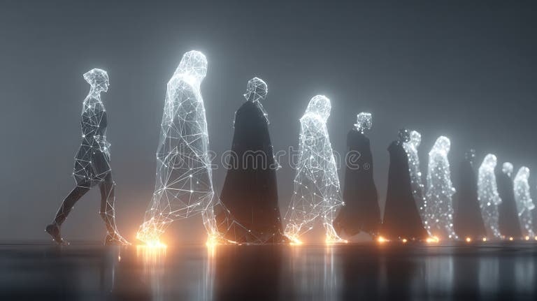 Abstract Figures Walking in Sequence Stock Illustration - Illustration ...