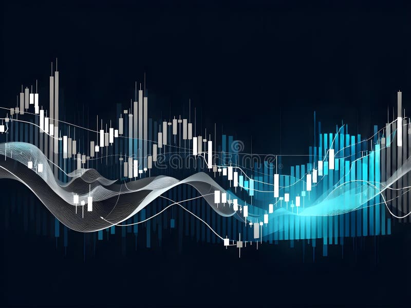 Abstract Financial Analysis with Candlestick Charts and Wave Patterns ...