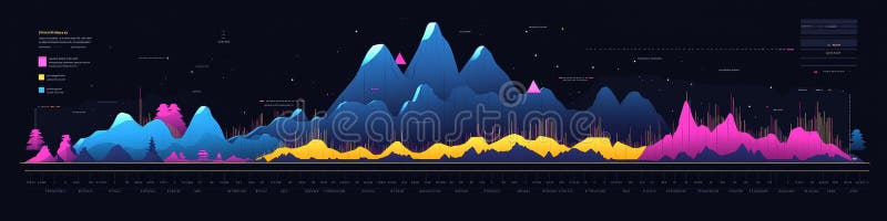 Abstract Financial Area Chart with Gradient Peaks and Valleys in ...