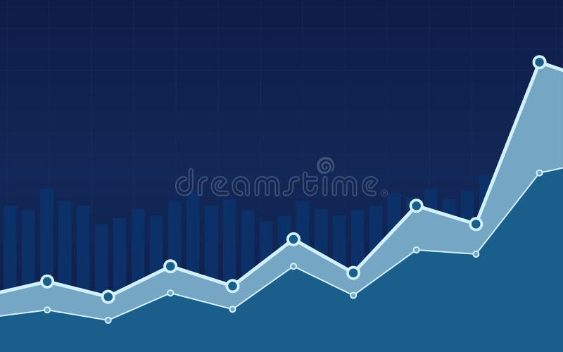 Abstract Financial Bar Chart with Uptrend Line Graph in Blue Color ...