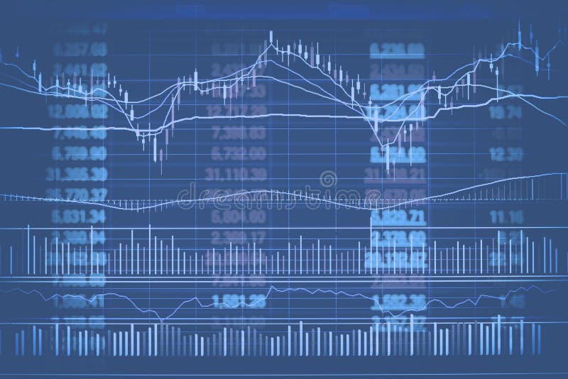 Abstract Financial Candlestick Chart with Line Graph and Stock Numbers ...