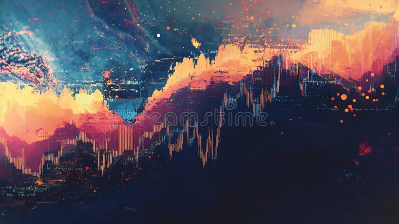 Abstract Financial Chart Artwork with Dynamic Color Palette Expressing ...