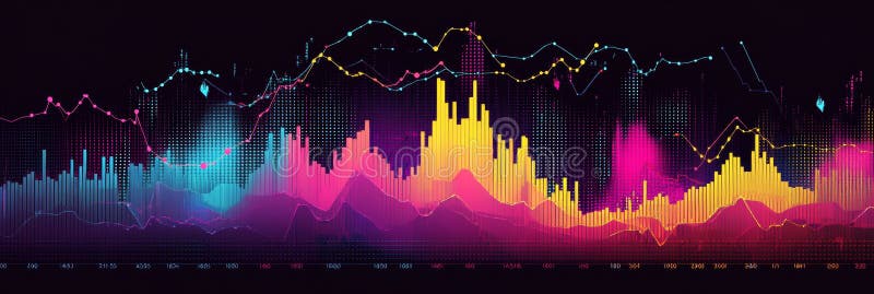 Abstract Financial Chart, Bar Chart Trading Data Visualization on Dark ...