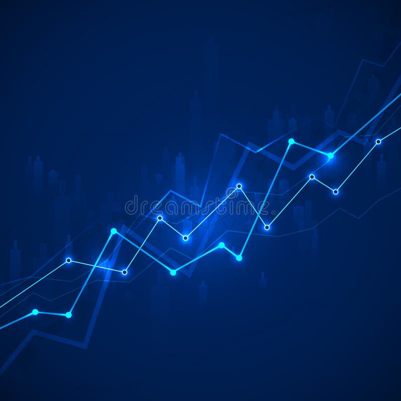 Abstract Financial Chart with Graph and Stock Market on Blue Background ...