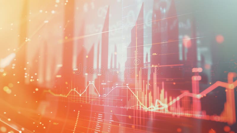 Abstract Financial Chart with Vibrant Cityscape Background Featuring ...