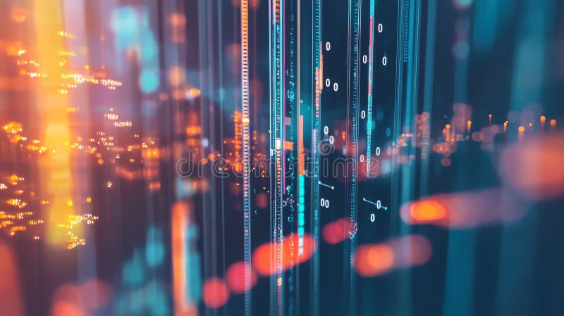 Abstract Financial Data Flow with Orange Highlights Stock Photo - Image ...