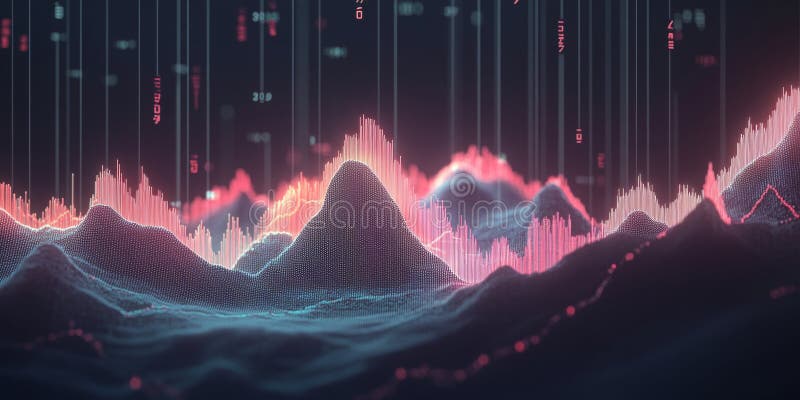 Abstract Financial Data Landscape a Chart with Glowing Lines Forming ...