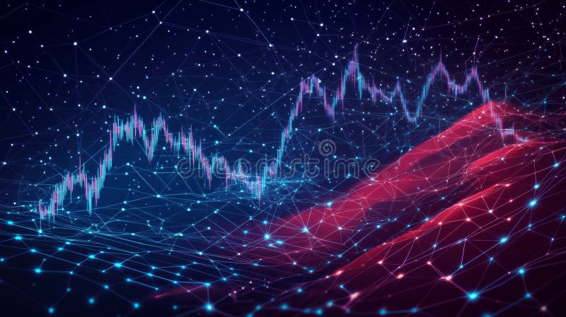 Abstract Financial Data Landscape Glowing Chart, Network Grid ... Abstract Financial Data Landscape Glowing Chart, Network Grid ...