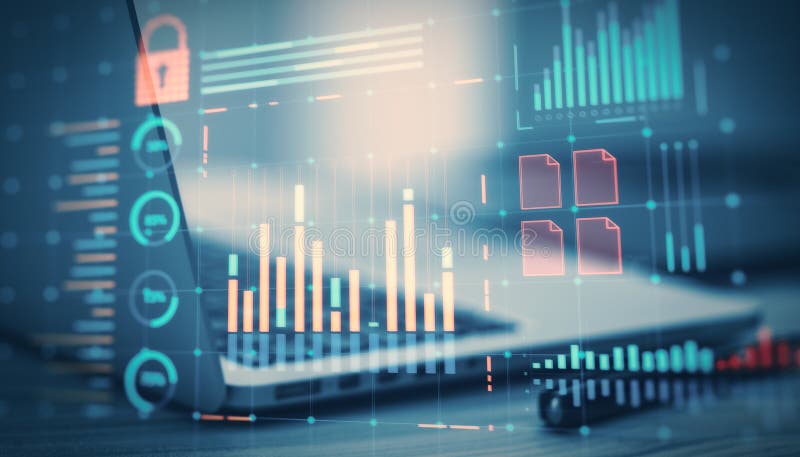Abstract Financial Data Overlay with Graphs, Charts, and Files ...
