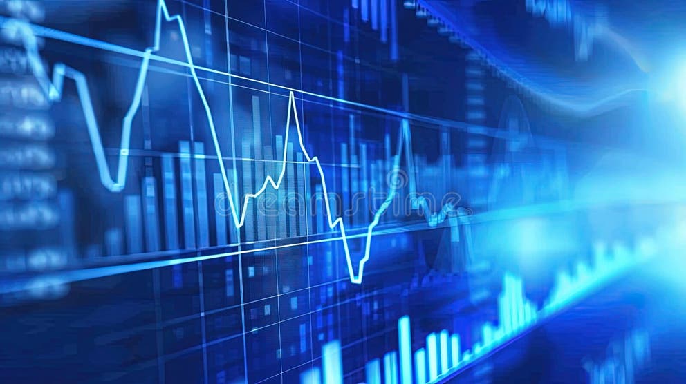 Abstract Financial Data Visualization with Blue Gradients and Graphs ...
