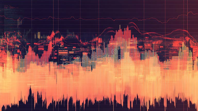 Abstract Financial Data Visualization with Candlestick Chart Displaying ...