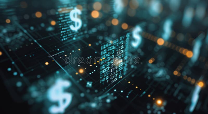 Abstract Financial Data Visualization with Digital Currency Symbols ...