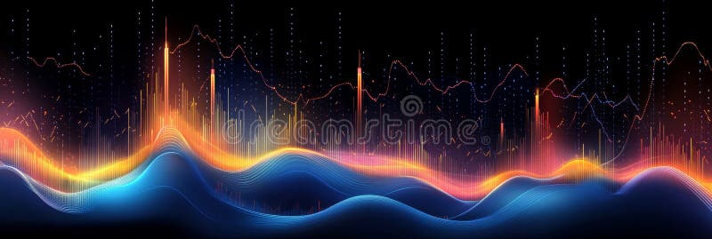 Abstract Financial Data Visualization with Glowing Blue and Orange ...