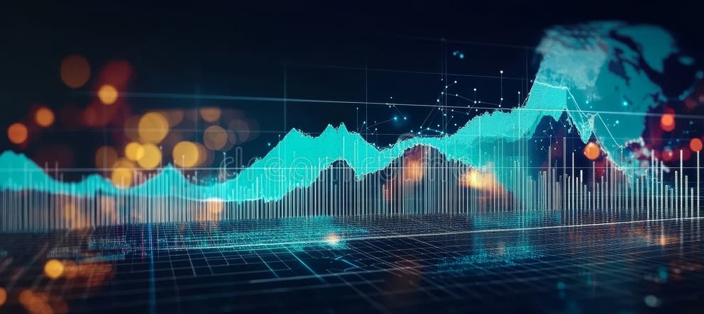 Abstract Financial Data Visualization with Glowing Charts, Graphs, and ...