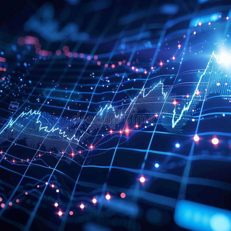 Abstract Financial Data Visualization with Glowing Graphs and Charts ...