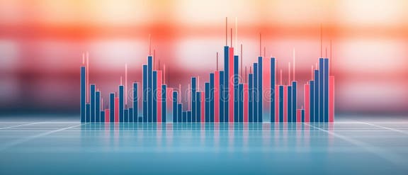 Abstract Financial Data Visualization Red and Blue Bar Chart Graph on ...