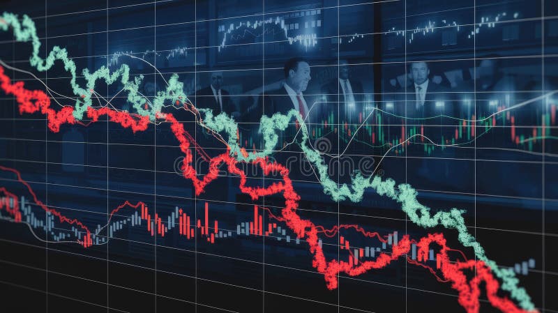Abstract Financial Graph with Declining Trends and Stock Market Data ...